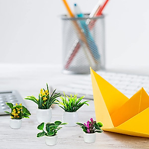 14 Pieces Dollhouse Plant Miniature Bonsai Plant Mini Potted Plant Flower Model Tiny Fake Greenery Ornament Dollhouse Furniture for Christmas Toddlers Girls and Boys (Classic Style)
