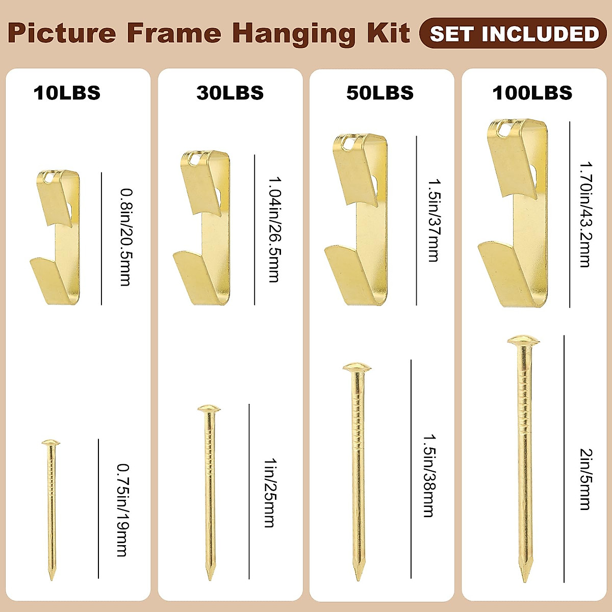 350PCS Picture Hanging Kit, Heavy Duty Photo Frame Hangers with Sawtooth Hardware, D Rings, Nails, Level, Screws, Steel Wire for Picture, Painting, Mirror, Wall Art Mounting