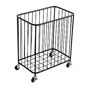 Laundry Hamper with Wheels,Large-size Metal Laundry Basket Cart,Rolling Wheeled Clothing Hamper for Living Room,Bathroom,Closet,Bedroom(Black)