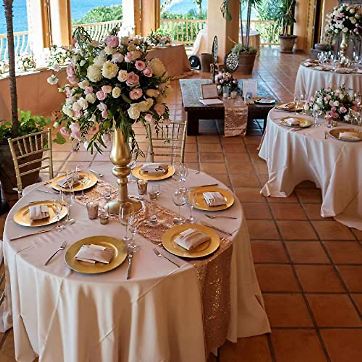 Rose Gold Glitter Sequin Table Runner 12x72 inch for Sparkling Your Party Home Table Docorations Happy Birthday Wedding Bridal Shower Baby Shower