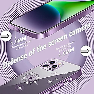 Crystal Bumper Case for iPhone 14 Pro Max Phone Case Clear Slim Silicone Transparent Cute Diamond Flowers 14 Pro Max Case Shockproof Apple Protective Cover para iPhone 14 Pro Max Cases for Women