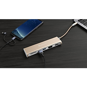 ADAM elements 5-in-1 USB C Hub - 4K USB C to HDMI - SD Card Reader - 2 USB 3.1 Ports - Portable, Durable Aluminum Case