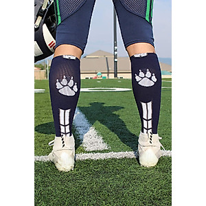 MadSportsStuff Wild Paw Over the Calf Socks (Purple/White/Graphite, Small)