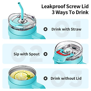 KETIEE 40 oz Tumbler with Handle Straw Lid and Carrier Bag, Leak-proof Stainless Steel Vacuum Insulated Travel Mug, Reusable Water Jug, Car Coffee Cups with Sleeve, Keeps Cold or Hot, Dishwasher Safe