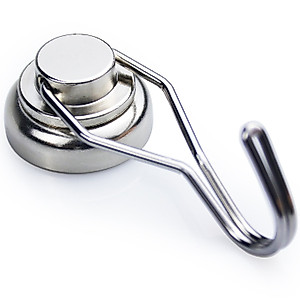 DIYMAG Swivel Swing Magnetic Hooks,Strong Heavy Duty Neodymium Magnet Hooks - Great for Your Refrigerator and Other Magnetic Surfaces - Pack of 6