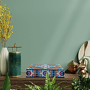 Diamond Art Wooden Box Kit 5D DIY Mandala Diamond Painting Decorative Boxes Small Retro Remote Storage Box Jewelry Trinket Stash Special Shape Crystal Mosaic Arts Crafts for Girl Dresser Desktop Decor