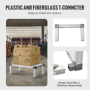 VEVOR Aluminum Dunnage Rack, 24” x 14” Commercial Food Floor Rack, 8” Off the Floor, 1000 lbs Capacity Adjustable Aluminum Storage Rack, for Storage in Restaurants, Kitchens, Garages and Vehicles