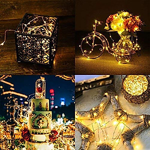 buways Fairy Lights,2-Pack Battery Operated Waterproof Warm White 50 LED Fairy String Lights,16.4ft Copper Wire Light with Remote Control for Christmas Parties,Garden and Home Decoration
