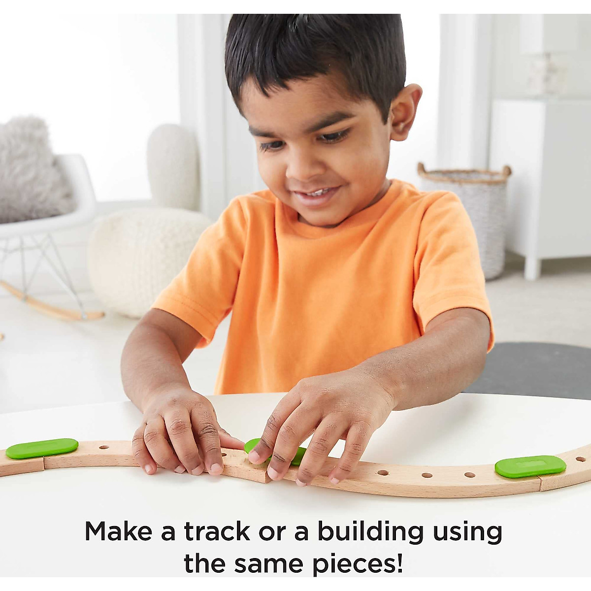 Fisher-Price Wooden Building Toy Wonder Makers Design System Build Around Town Starter Kit, 75 Wood Piece Playset for Preschool Kids Ages 3+ Years