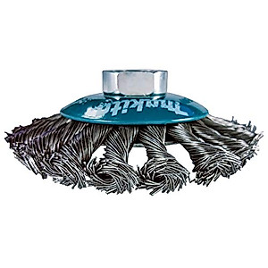 Makita 1 Piece - 4 Inch Knotted Twist Wire Wheel Brush for Grinders - Heavy-Duty Conditioning for Metal - 4" x 5/8-Inch | 11 UNC