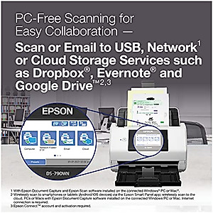 Epson DS-790WN Wireless Network Color Document Scanner for PC and Mac, with Duplex Scanning, PC-Free Scanning, 100-page Auto Document Feeder (ADF) and 4.3" Color LCD Touchscreen