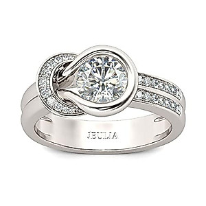 Jeulia Engagement Rings Sterling Silver Knot Round Cut Infinity Statement Promise Wedding Band unique halo crystal Anniversary Bridal Classic birthstones Ring Set With Gift Jewelry Box (white, 8)