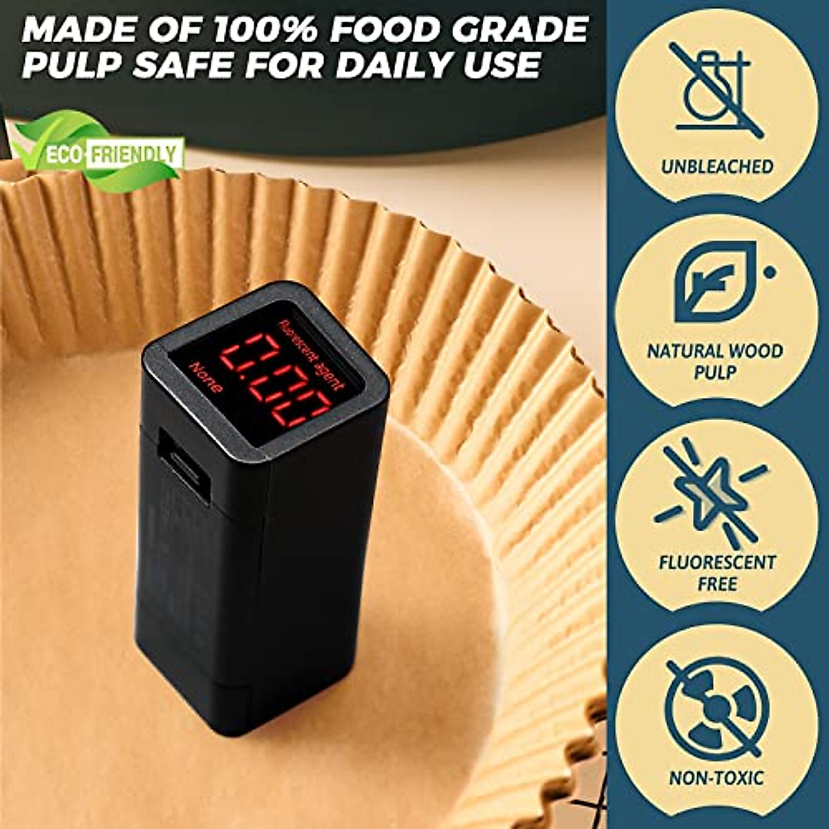 120PCS 8-9.8 Inch Air Fryer Liners, XL Air Fryer Disposable Paper Liner, Lagre Air Fryer Parchment Paper Liners Non-stick, Food Grade Baking Paper for Air Fryer Accessories Oven Microwave