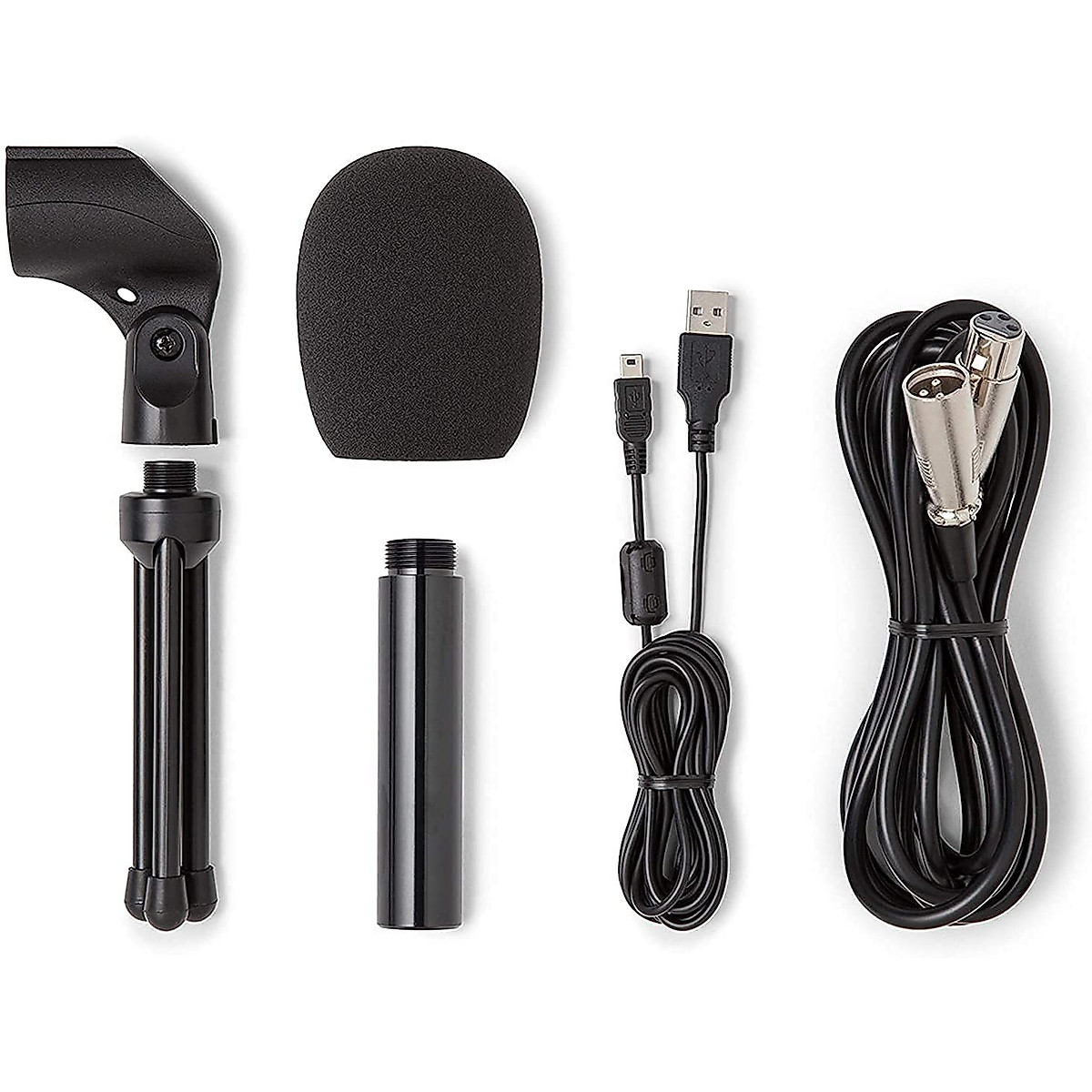 Samson Technologies Q2U USB/XLR Dynamic Microphone Recording and Podcasting Pack (Includes Mic Clip, Desktop Stand, Windscreen and Cables), Silver