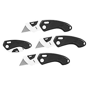 3 pcs Folding Lock Back Utility Knife, Compact Box Cutter with Lock Back Release and Quick-Change Mechanism, Heavy Duty Cardboard Cutter