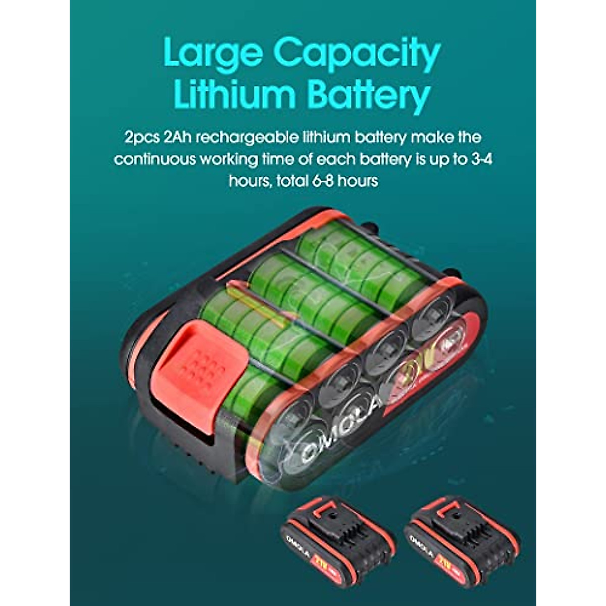 OMOLA Electric Pruning Shears,with 2 PCS Rechargeable 21V 2Ah 2000mA Lithium Battery Powered and 2 Blades，1Inch/25mm Cutting Diameter,6-8 Working Hours…