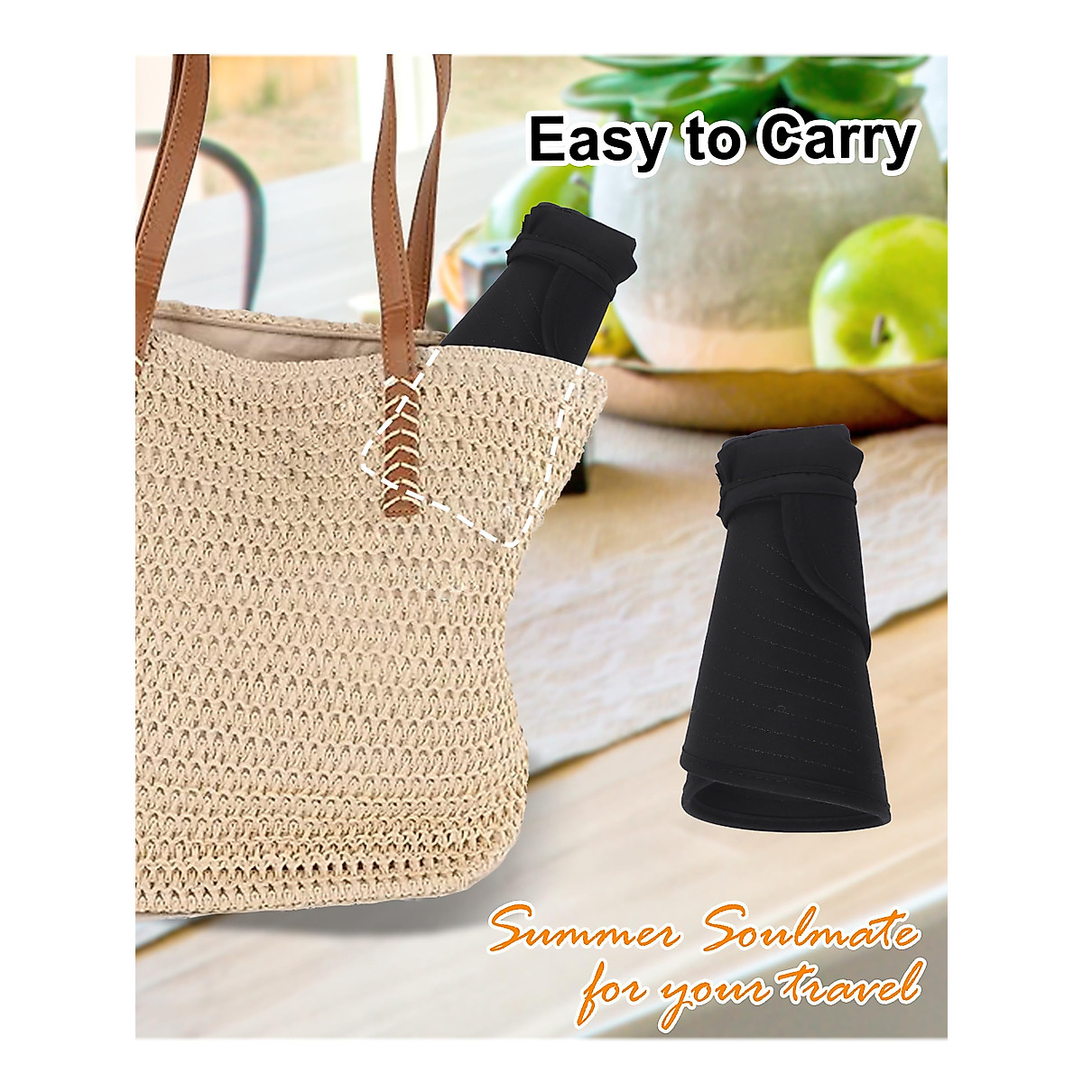 Rulala Fancy Sun Hats for Womens Wide Brim Visor UV Protection Hat for Beach Summer Packable Hat(Black)