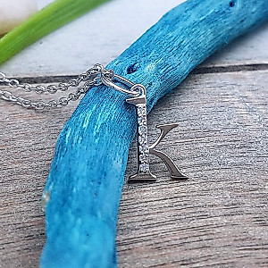 Dazzlingrock Collection 0.05 Cttw Round White Diamond Lowercase Initial 'k' Pendant Necklace with 18 inch Silver Chain for Women in 14K Solid White Gold