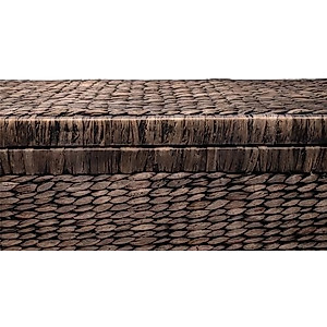 Finch Wicker Trunk - Vintage and Boho style Chest to store Blanket and toys, Ideal for Living Room, Bedroom, Kids Room, Wooden Frame with Water Hyacinth Woven Construction, Brown