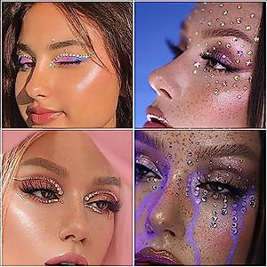 10 Sheets Gems Stickers, Eye Body Face Gems Jewels for Makeup Self Adhesive Crystal Rainbow Rhinestones for DIY Craft Nail Body Makeup Festival