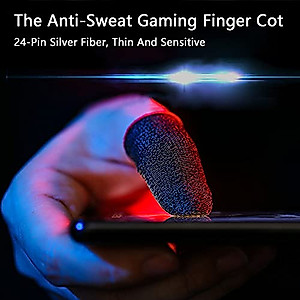NIXBYO Gaming Finger Sleeves，8 Pieces，Anti-Sweat Breathable Using 24-Pin Silver Fiber Suitable for Most Touch Devices It Can Be Used with Both Large and Small Fingers (Black)