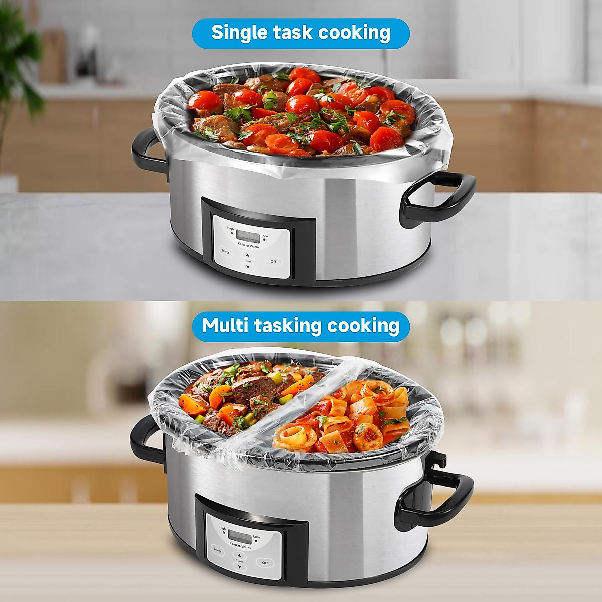 JVVFUU Slow Cooker Liners 3-8 Quart, Cooking Bags Large Size 13"x 21", Slow Cooker Bags Disposable Oval Large For Crock Pot (20)