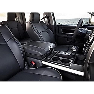 Seat Armour KADGRBSO04-14 Custom Fit Center Console Cover for Select Dodge Ram Models with Bucket Seats - (Black) (Officially Licensed Ram Embroidered Logo)