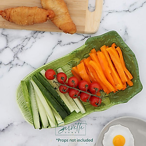 Rectangular Ceramic Serving Platter Vegetable Themed - Celery