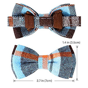Joytale Updated Breakaway Cat Collar with Bow Tie and Bell, Cute Plaid Patterns, 1 Pack Girl Boy Kitty Safety Kitten Collars, Haze Blue