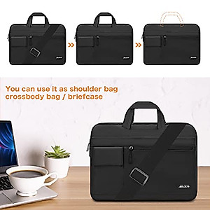 MOSISO Laptop Shoulder Bag Compatible with MacBook Air 15 inch M2 A2941 2023/Pro 15 A1990 A1707, 15 Surface Laptop 5/4/3,Dell XPS 15,Polyester Flapover Briefcase Sleeve Case, Black