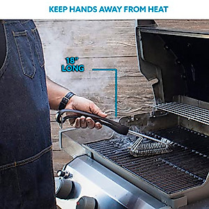 Kona 360 Clean Grill Brush - A Clean Grill in 30 Seconds Or Less - 18 inch Best BBQ Brush - Stainless Steel 3-in-1 Grill Cleaner for Effortless Cleaning