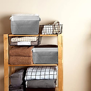 8 Pack Fabric Storage Baskets for Shelves Collapsible Storage Bins Decorative Baskets Empty Gift Foldable Cloth Baskets with Handles for Organizing Home Closet Towels Clothes, 2 Sizes (White, Gray)