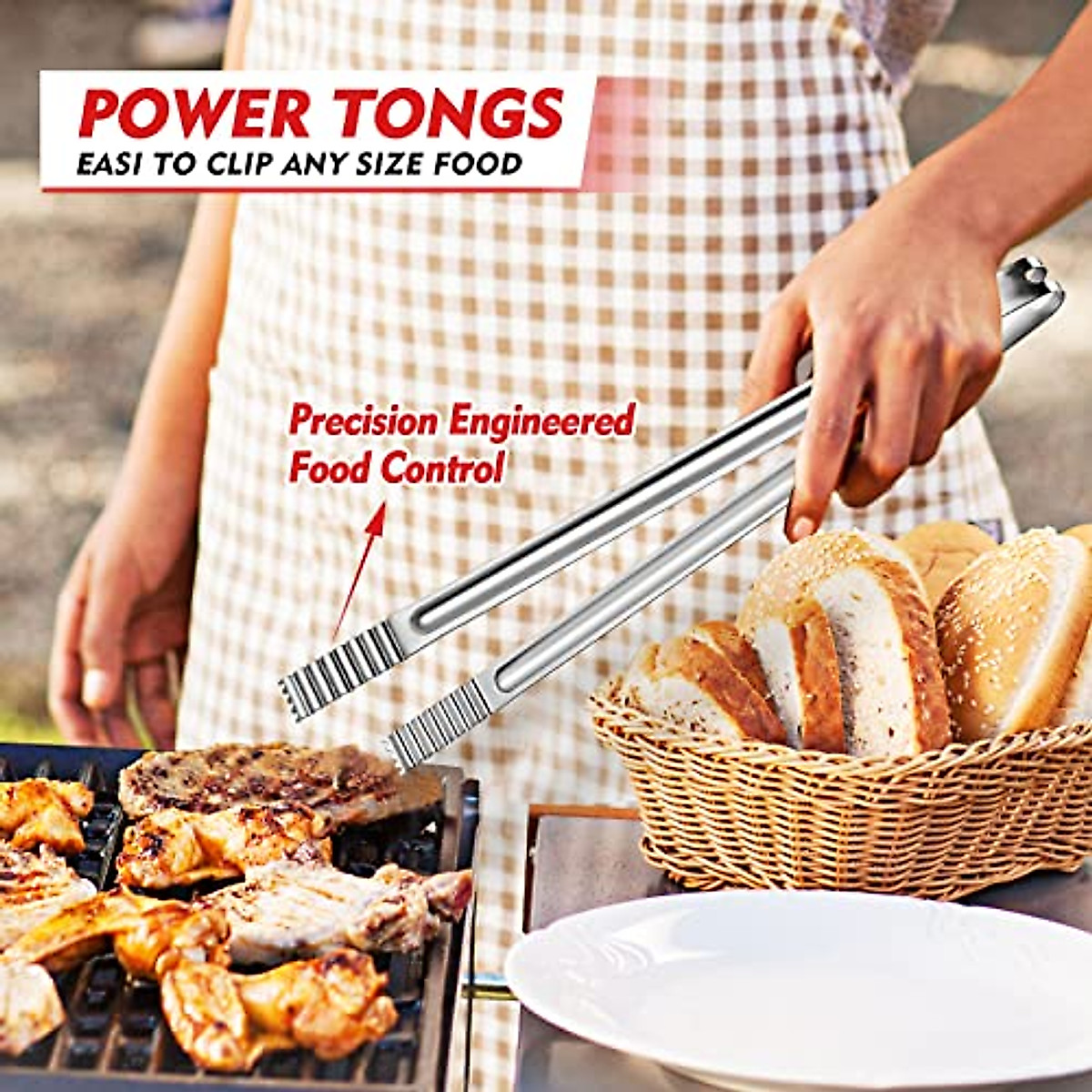 3 Pieces Grill Tongs for Cooking BBQ, 12 & 16" Extra Long Kitchen Tongs,Premium Stainless Steel Tongs,Heavy Duty Grilling Tongs for Cooking,Barbecue, Buffet