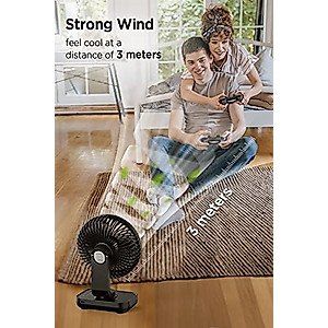 EasyAcc Small Desk Fan 4000 Battery Fan, 5-23 Working Time, Upgraded Strong Wind, Ultra Quiet, Rechargeable 90°Tilt Air Circulate Portable Fan 4 Speed USB Fan For Office Bedroom Home Travel