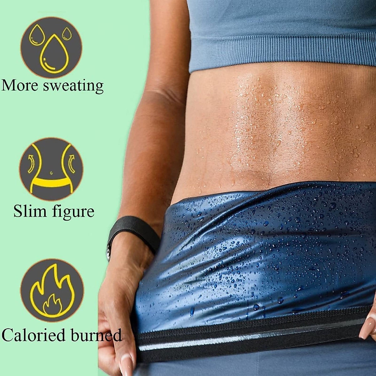 LELTLIMH Waist Trimmer for Women, Waist Trainer Sauna Belt, Neoprene-free Waist Cincher,Sauna Slimming Belt Suit Workout SM Black