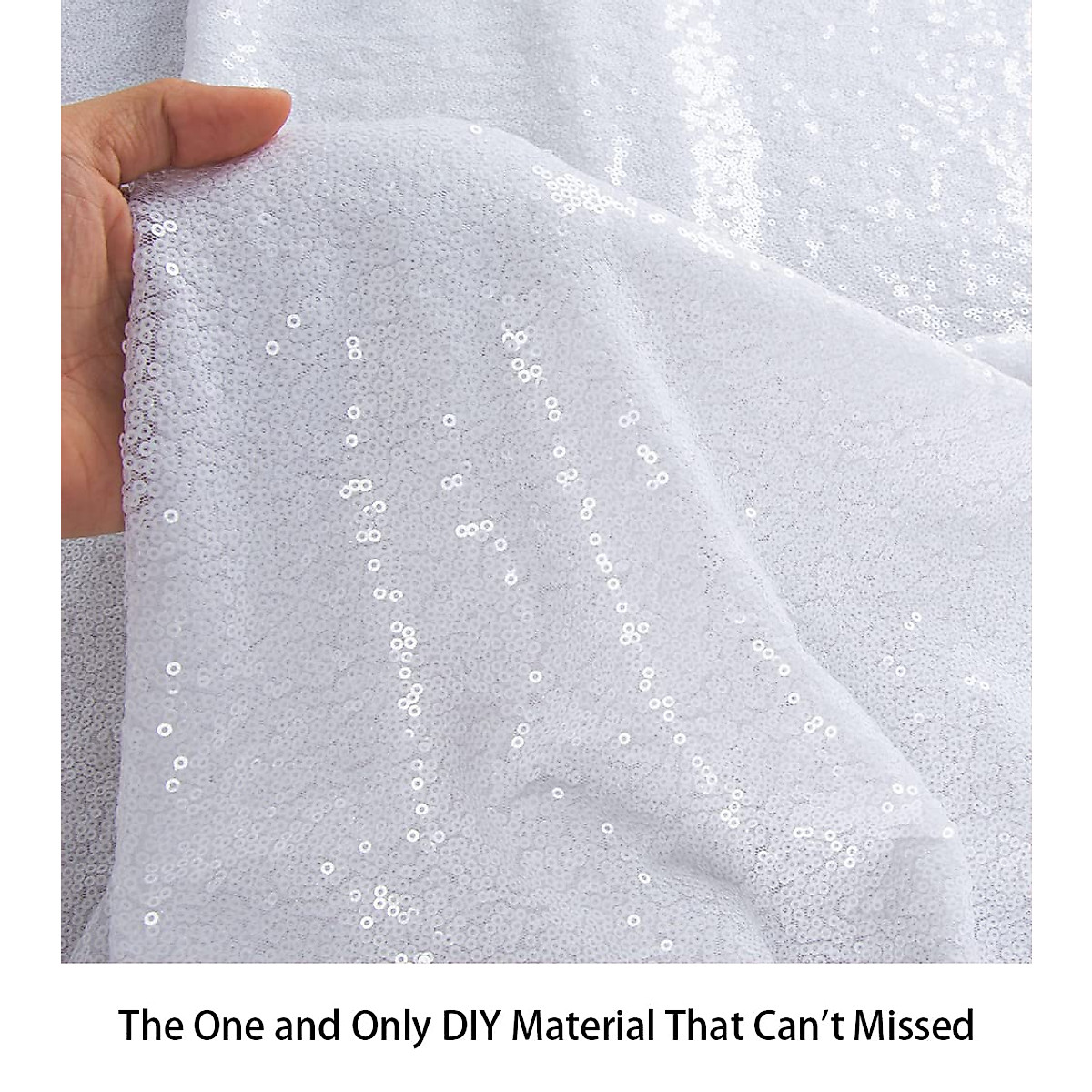 ShiDianYi White Sequin Fabric 3FT 1 Yard Sequin Fabirc for Sewing Glitter Fabric by The Yard White Sparkle Fabric for Dress Sequin Mesh Fabric for Baby Shower Party Decoration