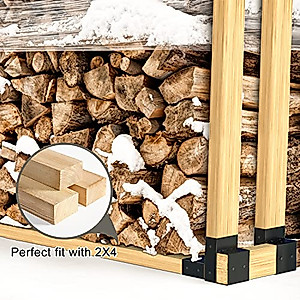 Urban Deco Firewood Rack Outdoor Bracket Kit - Log Racks Outdoor For Firewood Adjustable Log Holder Heavy Duty Firewood Rack Brackets - Black Wood Rack - Pack Of 4