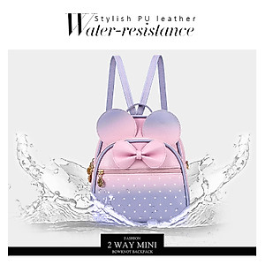 KL928 Girls Mini Backpack Bowknot Polka Dot Cute Small Daypacks Convertible Shoulder Bag Purse for Women