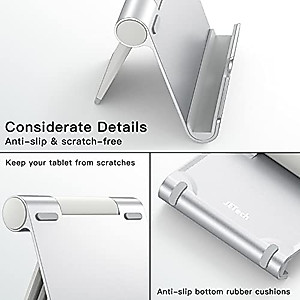 JETech Tablet Stand, Adjustable Portable Desktop Holder, Foldable Dock for iPad/iPad Pro/Air/Mini, Galaxy Tab A8/A7 Lite/A7/S8/S7, Kindle, Tab/Phones(4-13"), Silver