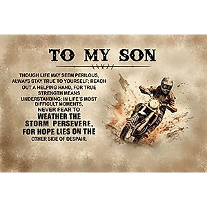 Poster Persevere with Strength and Understanding - Motorcycle Wall Art with Inspiring Message for My Son 813949