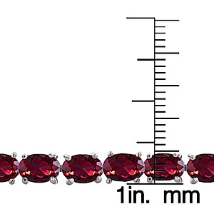 Ice Gems Sterling Silver Created Ruby 6x4mm Oval Tennis Bracelet