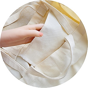 Firecolor Chic 15" X 14.5" X 8" Large Sturdy Canvas Tote Bag - Big Largest Grocery Shopping Beach Reusable Totes Bags With Double Handle (Beige)