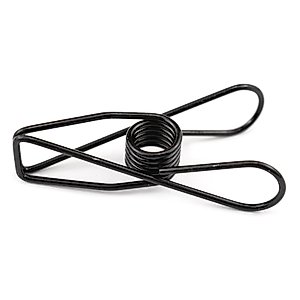 RILOMBAO 7 PCS Stainless Steel Large Black Clothespin High Elasticity Strength Clothes Pins Heavy Duty Multipurpose Metal Wire Chip Clips 2.83 Inch for Snack Bag Food Package Office Home Outdoor Photo