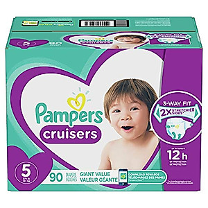 Diapers Size 5, 90 Count - Pampers Cruisers Disposable Baby Diapers, Giant Pack (Packaging May Vary)
