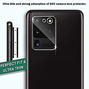EGV 5Pack 2pcs Flexible TPU Screen Protector + 3pcs Tempered Glass Camera Lens Protector Compatible for Samsung Galaxy S20 Ultra 6.9-inch,Positioning Tool, Support Fingerprint, Bubble Free