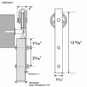 SMARTSTANDARD Sliding Barn Door Hardware Hangers 2pcs with Heavy Duty 12" Pull and Flush Barn Door Handle 1pc (Black) (Big Wheel Hangers)