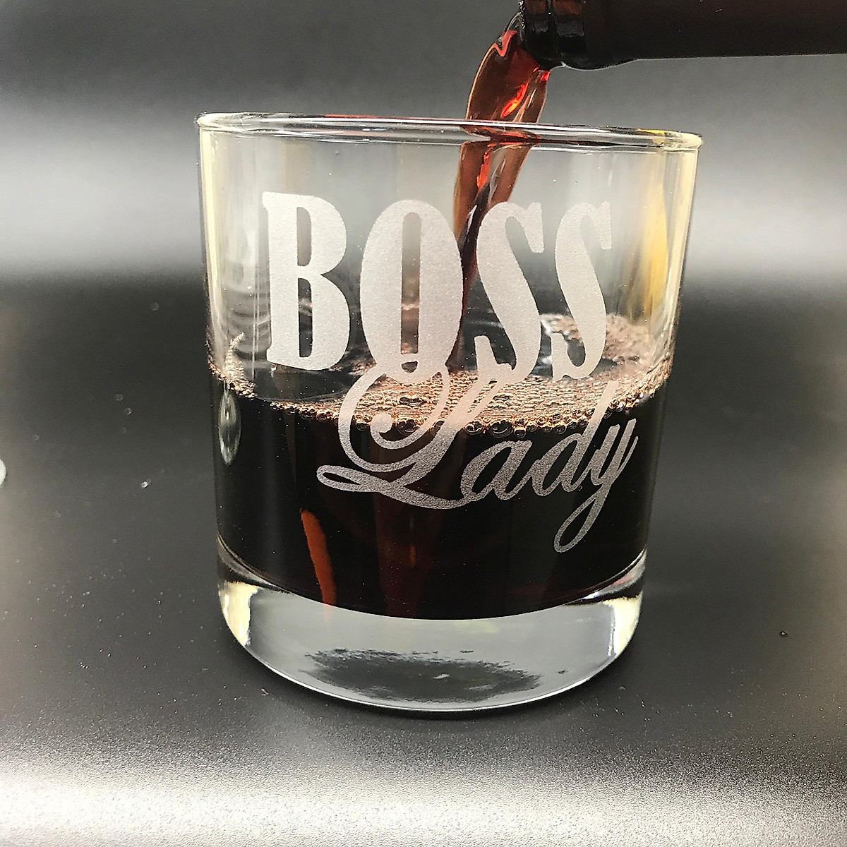 G070 Boss Lady Rocks Glass Highball Glass, Wife, Wifey, Girlfriend, Grandma, Grandmother, Gift present Mother's day. 10 oz Glass