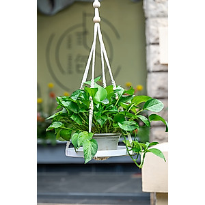UL Source Macrame Planter Hanger with Large Tray 100% Handmade Wall Hanging Plants Bracket for Indoor Plants Home Decor Gift