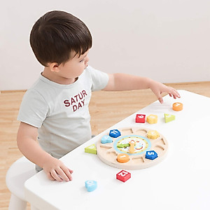 New Classic Toys Wooden Multi Clock Puzzle for Toddlers 2 Years and Up Educational Toys and Color Perception Toy for Preschool Age Toddlers Boys Girls