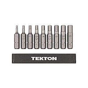 TEKTON 1/4 Inch Metric Hex Bit Set with Rail, 9-Piece (2-6 mm) | DZX93002